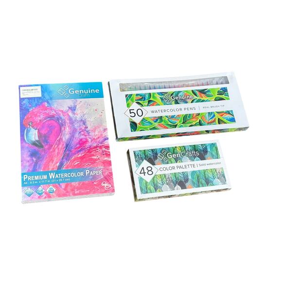 98 GenCrafts Watercolor Brush Pens Paper 48 50 packs Washable Nontoxic ...